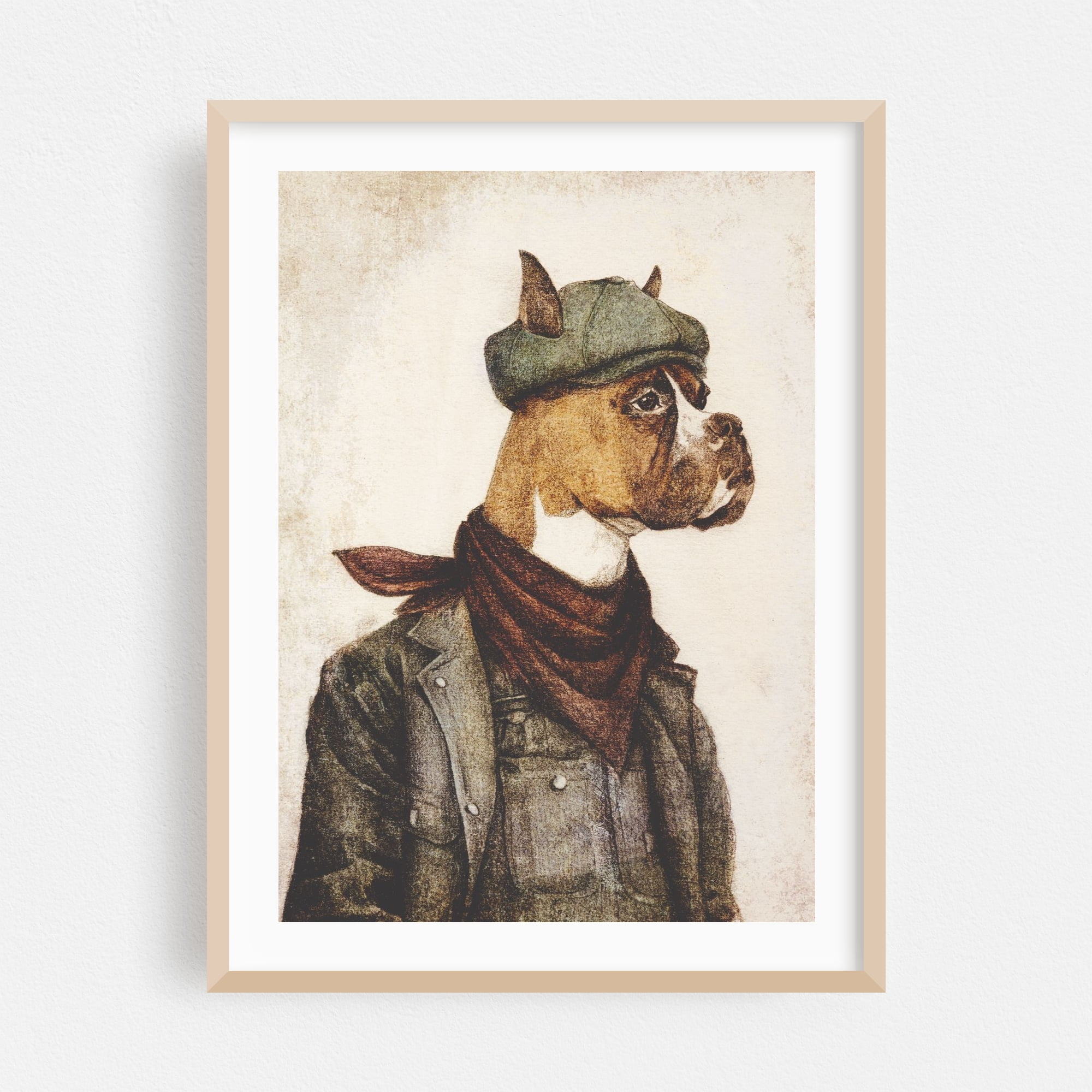 Hard Worker - Drawing Vintage Humor Rustic Retro Fashion Oak Framed ...