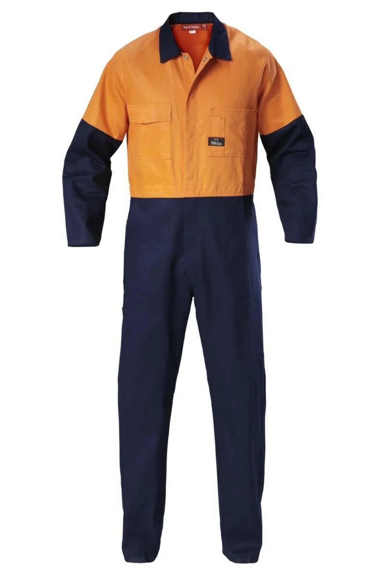 Hard Yakka Hi-Vis 2 Tone Work Phone Cotton Drill Coverall Overalls ...