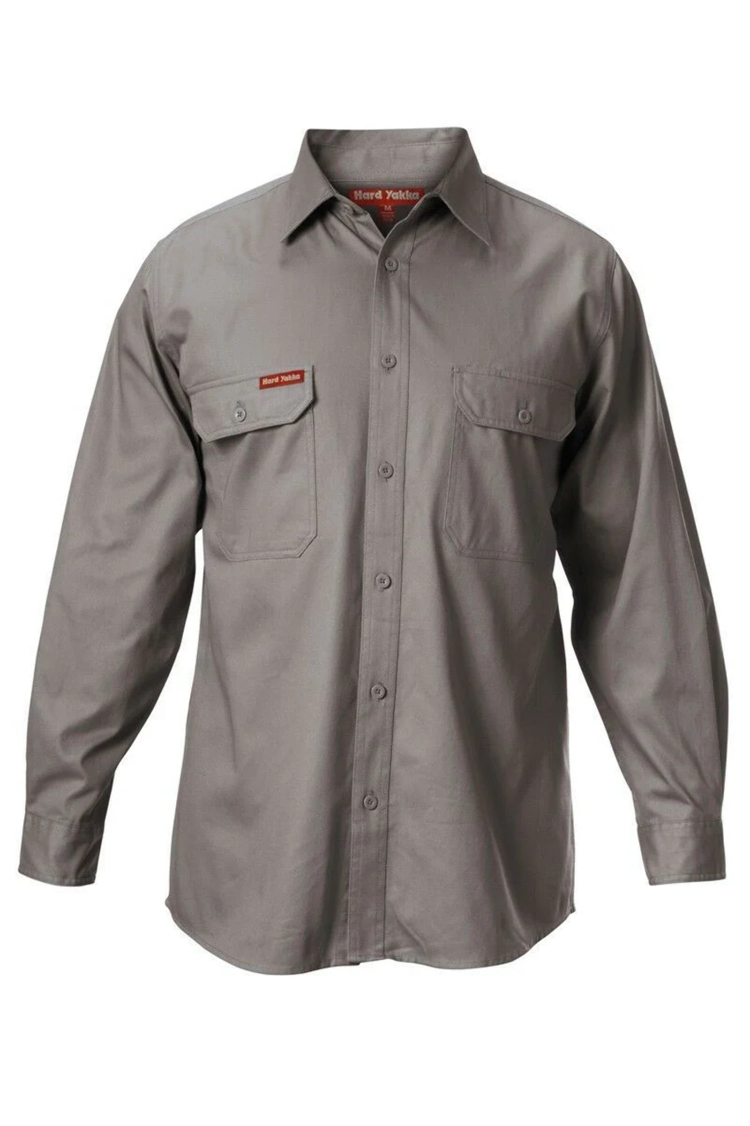 Hard Yakka Long Sleeve Cotton Drill Work Shirt Tradie Safety Button ...