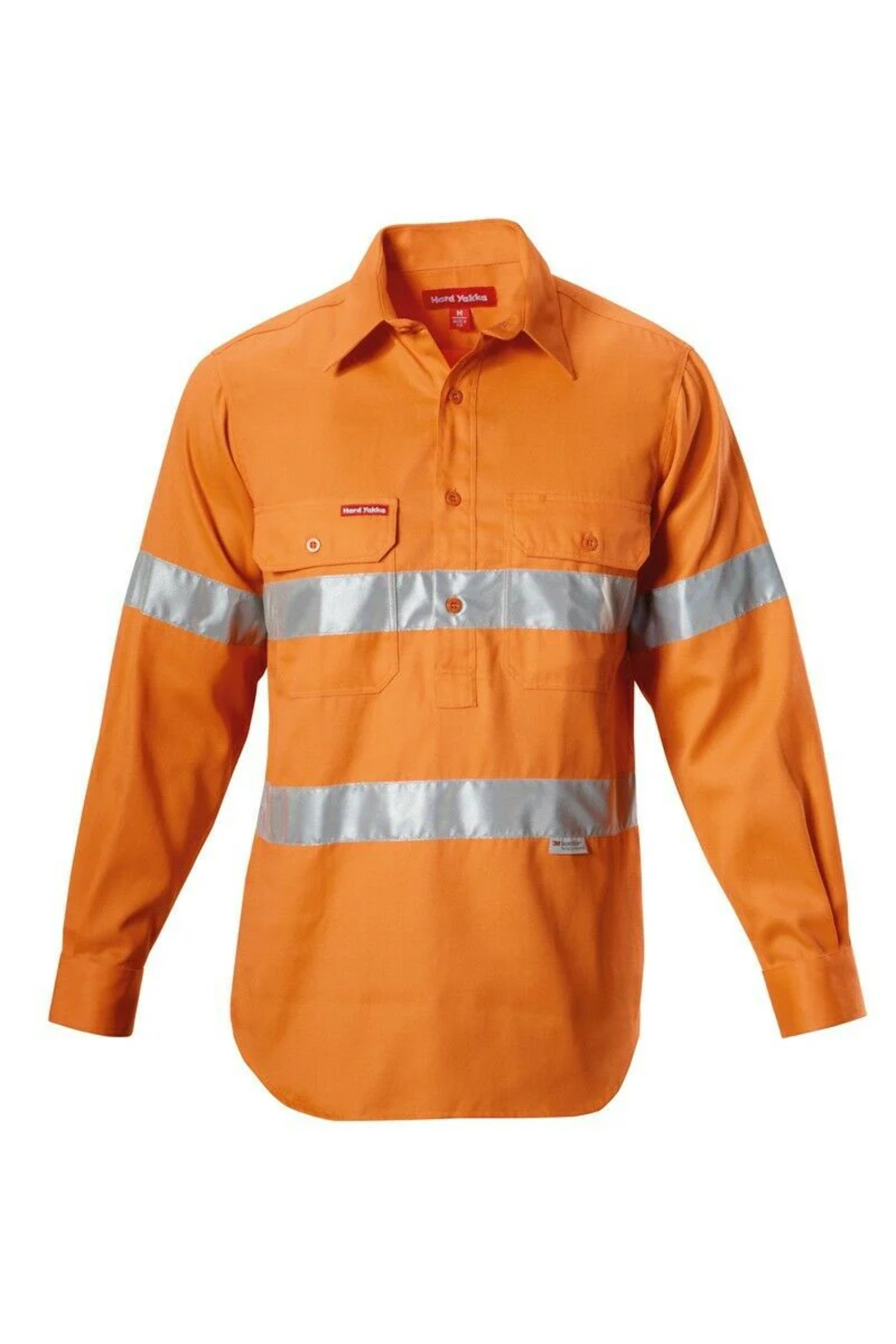 Hard Yakka Shirt Hi-Vis Safety Closed Front Drill Tape Long Sleeve ...