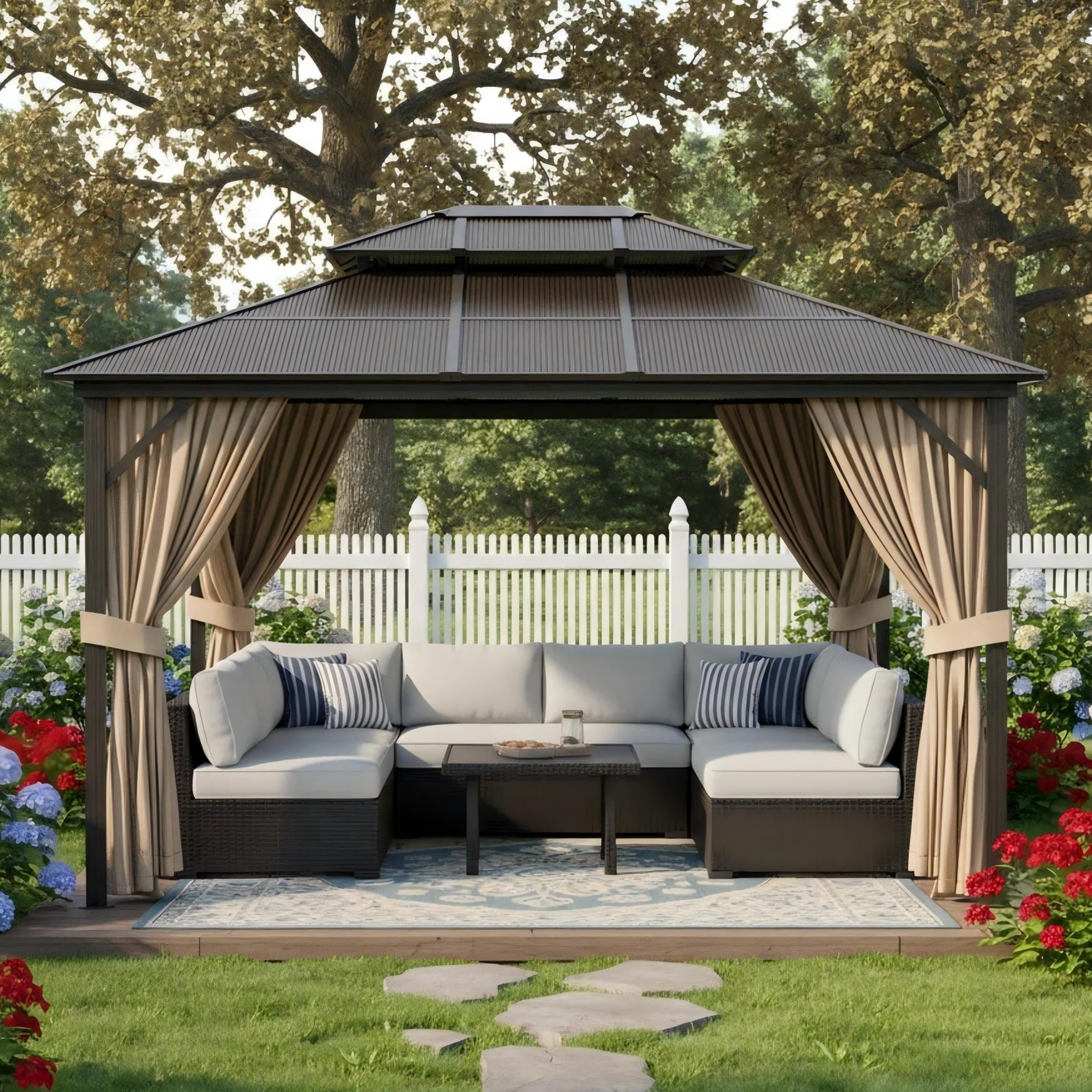 Hard top Gazebo 10 ft x13 ft for All Weather, Double Polycarbonate ...
