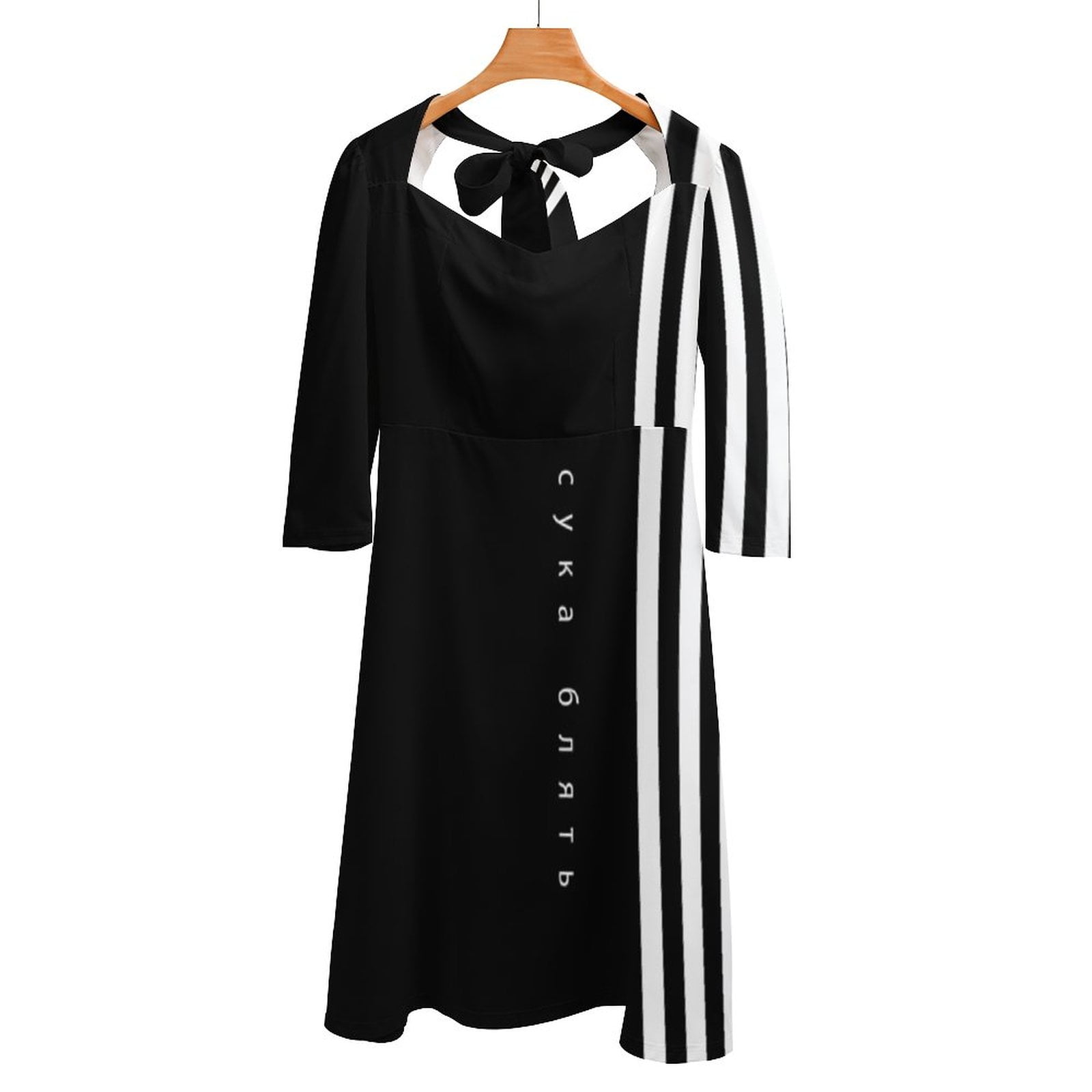 Hardbass Slav Gopnik Cyka Blyat Back Lacing Backless Dress Square Neck ...