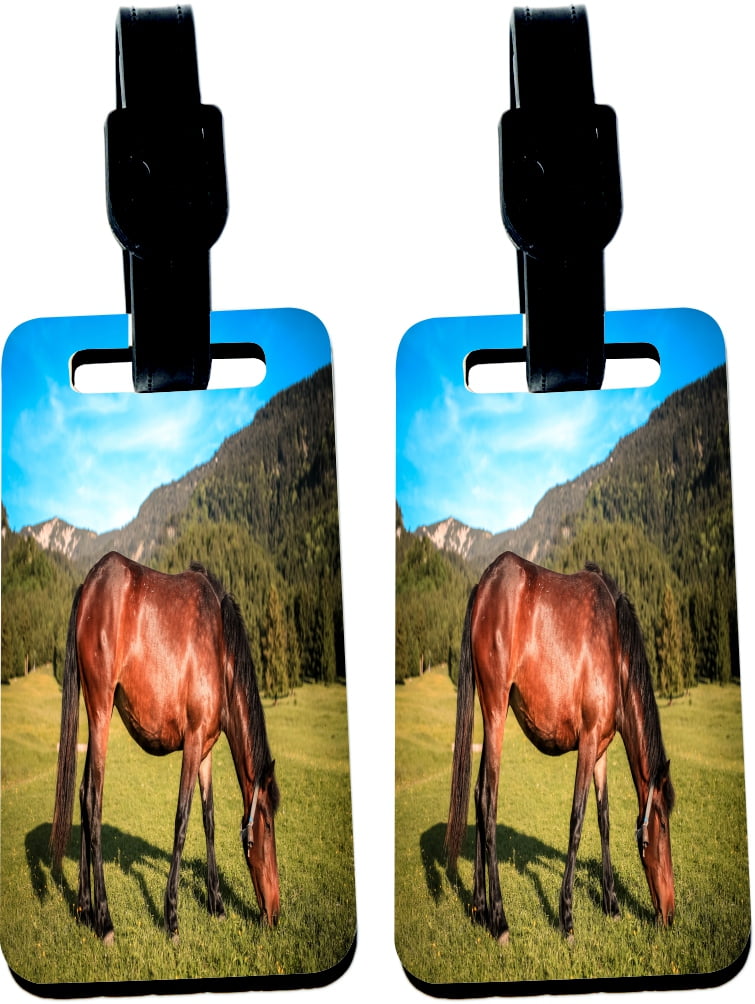 Hardboard Luggage Identifier Tags with Strap - Beautiful Brown Horse ...
