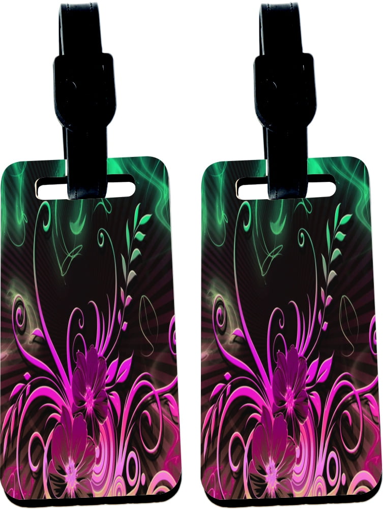 Hardboard Luggage Identifier Tags with Strap - Beautiful Neon Pink and ...