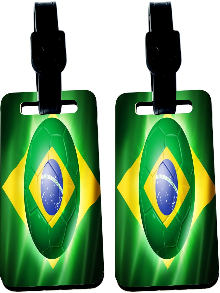 Hardboard Luggage Identifier Tags with Strap - Brazil Brasil Football ...