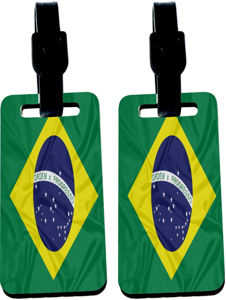 Hardboard Luggage Identifier Tags with Strap - Brazil Flag (x4 ...