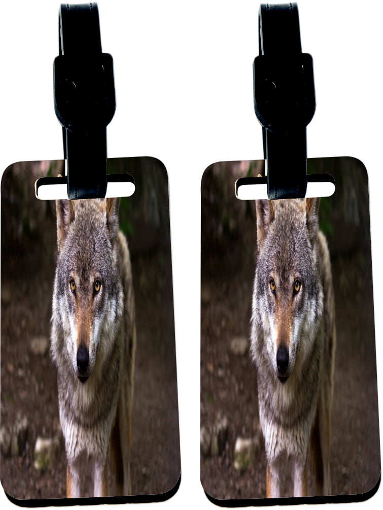 Hardboard Luggage Identifier Tags with Strap - Brown Wolf (x4 ...