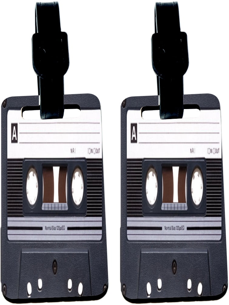 Hardboard Luggage Identifier Tags with Strap - Cassette Tape - Black ...