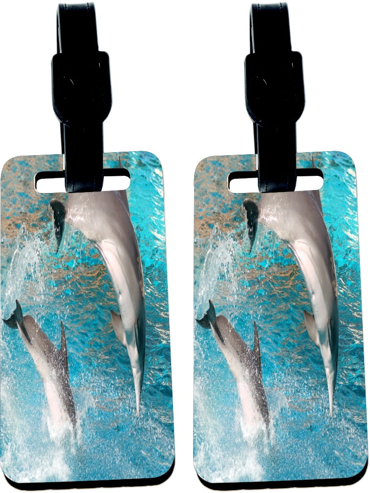 Hardboard Luggage Identifier Tags with Strap - Dolphins Jumping in ...