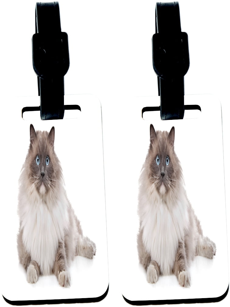 Hardboard Luggage Identifier Tags with Strap - Fluffy Ragdoor Cat ...