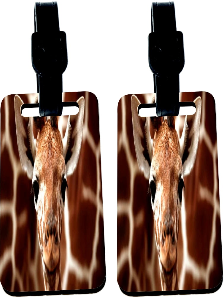 Hardboard Luggage Identifier Tags with Strap - Giraffe Face Closeup (x4 ...