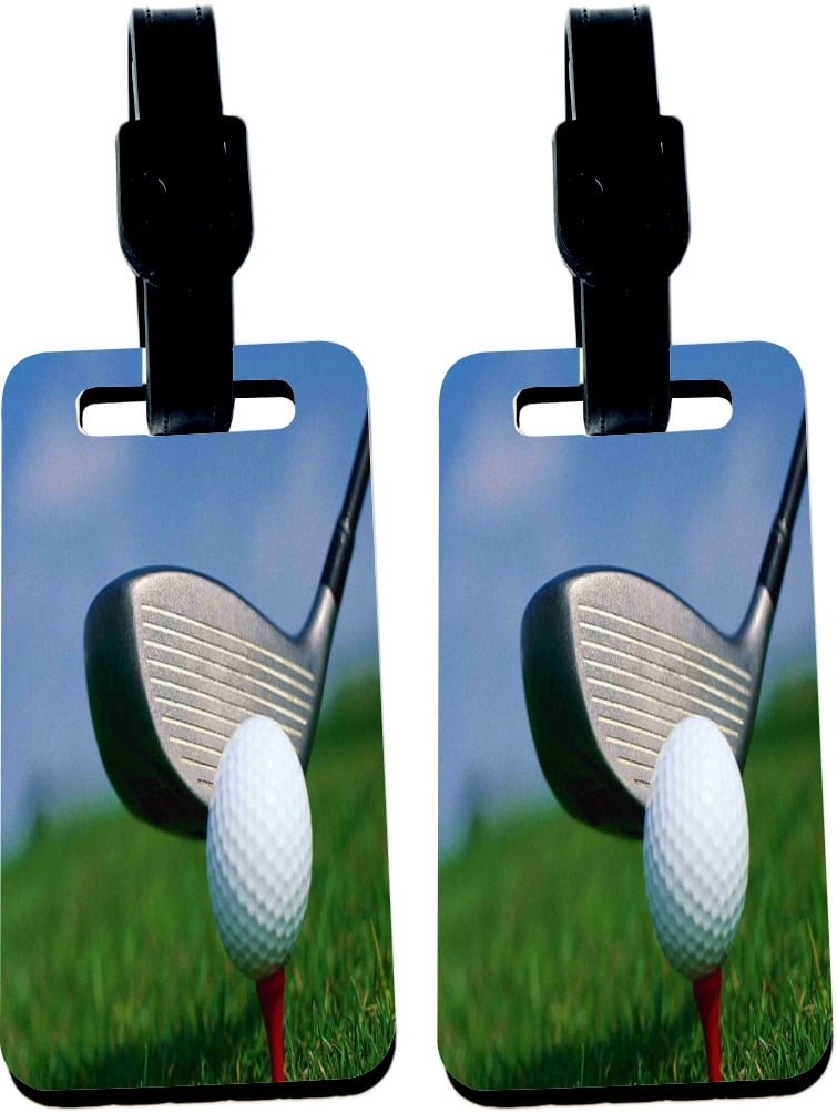 Hardboard Luggage Identifier Tags with Strap - Golfing Golf Ball Golf ...