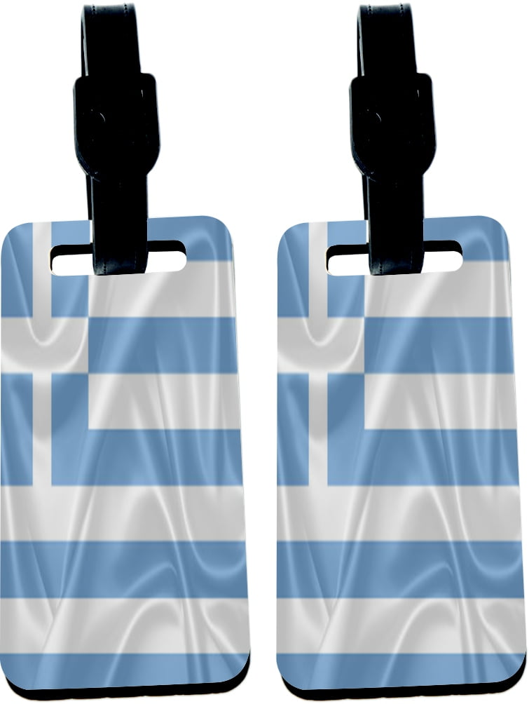 Hardboard Luggage Identifier Tags with Strap - Greece Flag (x2 ...