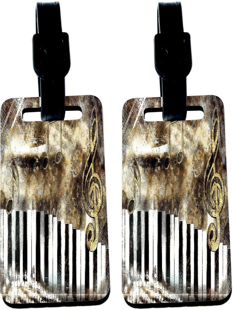 Hardboard Luggage Identifier Tags with Strap - Grunge Sheet Music ...