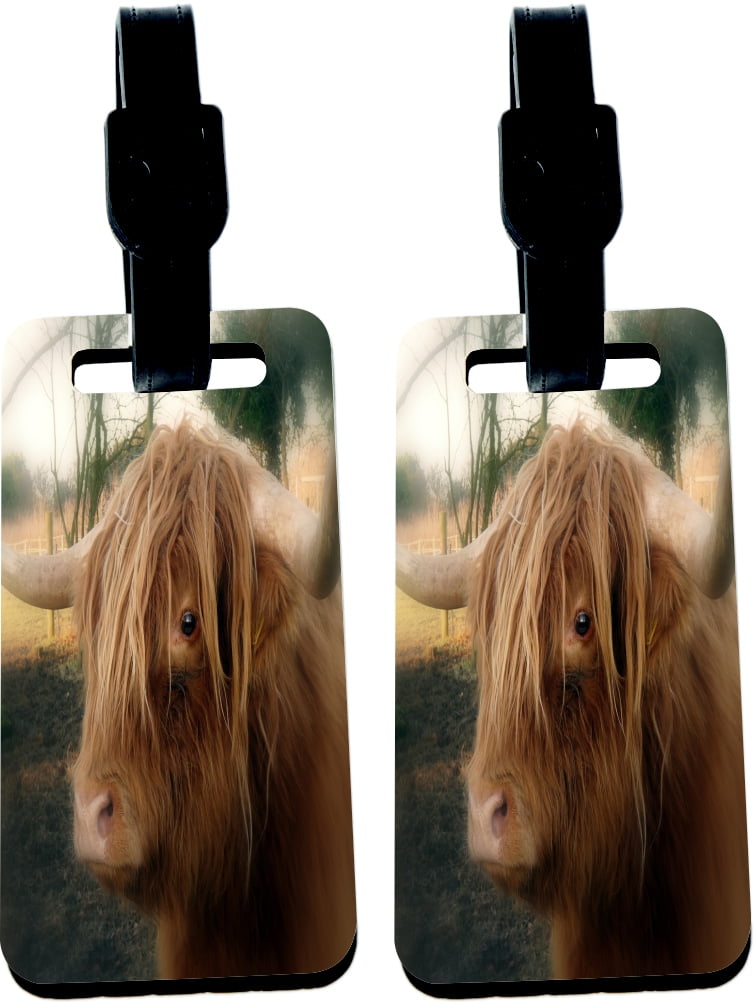 Hardboard Luggage Identifier Tags with Strap - Highland Cow (x2 ...