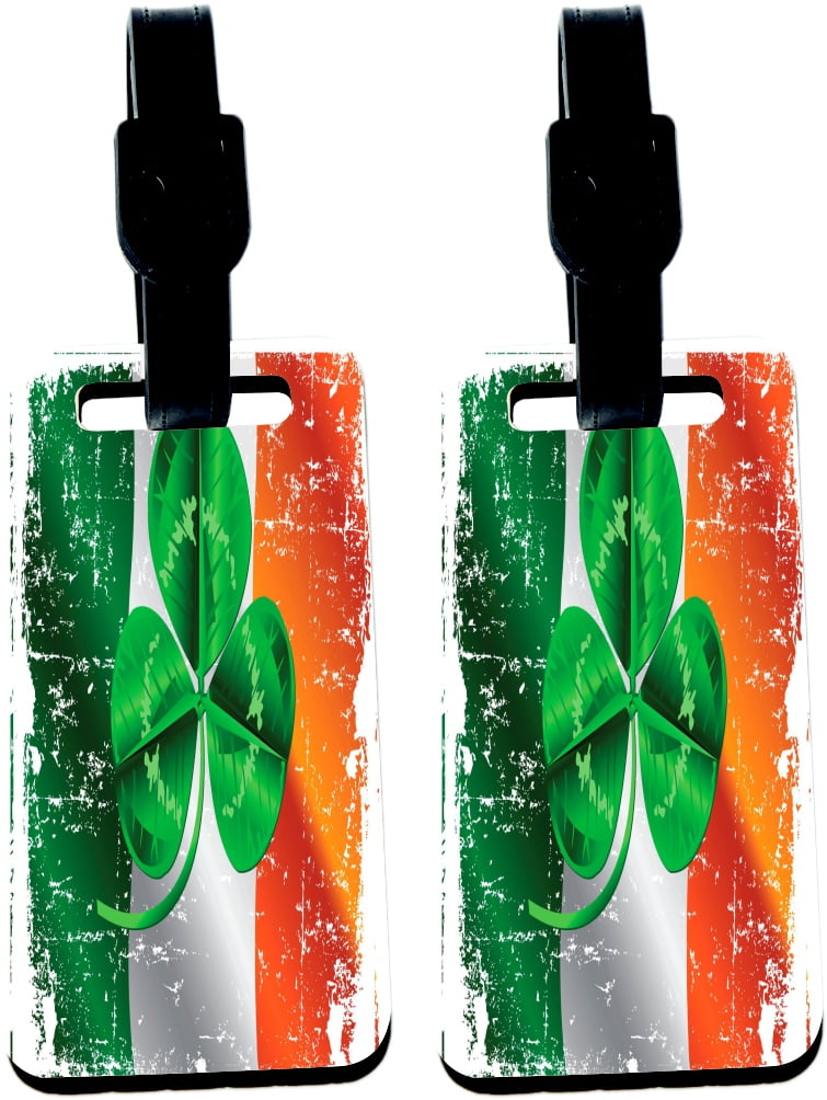 Hardboard Luggage Identifier Tags with Strap - Irish Flag with Shamrock ...