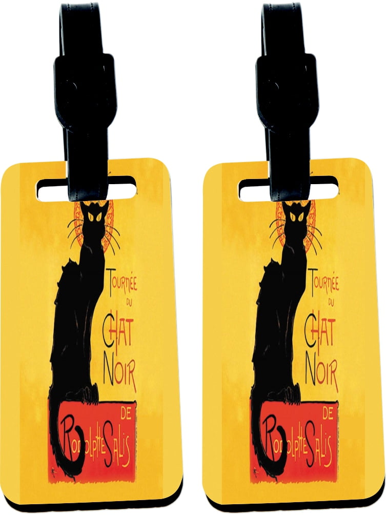 Hardboard Luggage Identifier Tags with Strap - La Chat Noir Design (x2 ...