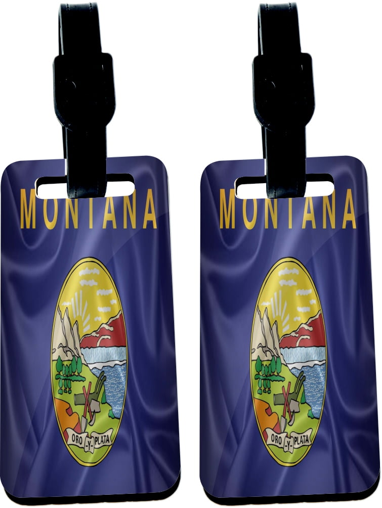 Hardboard Luggage Identifier Tags with Strap - Montana State Flag (x4 ...