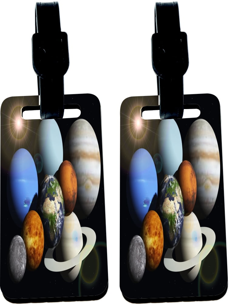 Hardboard Luggage Identifier Tags with Strap - Outer Space Solar System ...