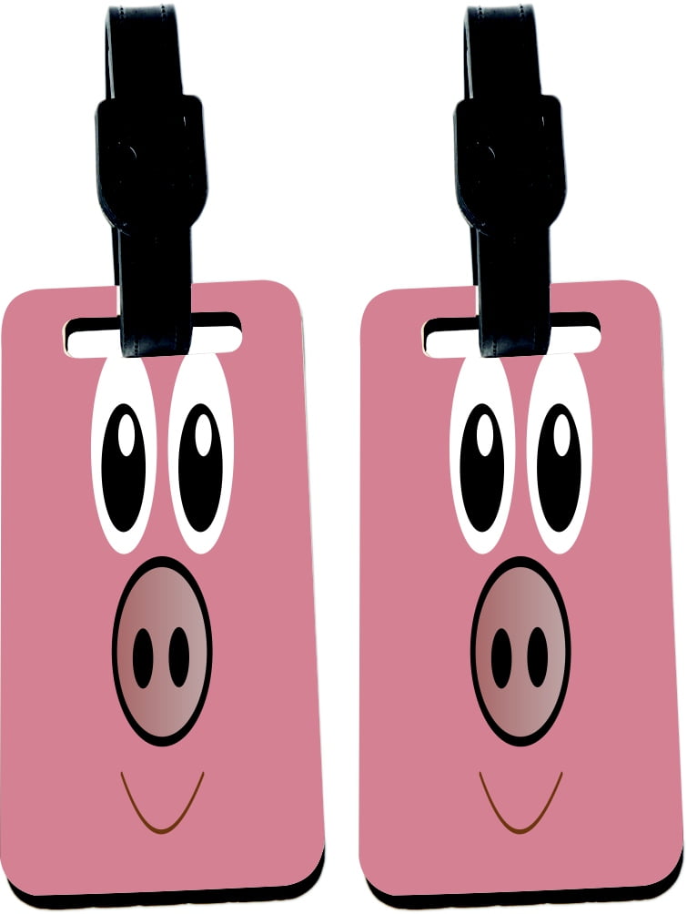 Hardboard Luggage Identifier Tags with Strap - Pink Pig Design (x2 ...