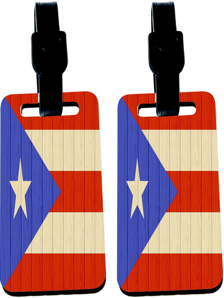 Hardboard Luggage Identifier Tags with Strap - Puerto Rico Flag on Wood Design (x4) - Walmart.com