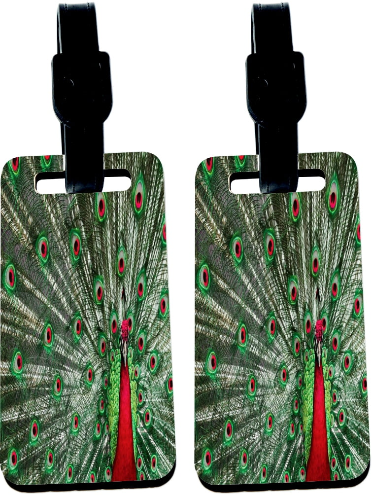 Hardboard Luggage Identifier Tags with Strap - Red Peacock (x2 ...