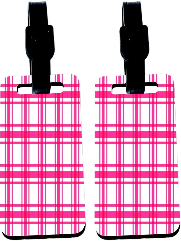 Hardboard Luggage Identifier Tags with Strap - Red Plaid Checks (x2 ...