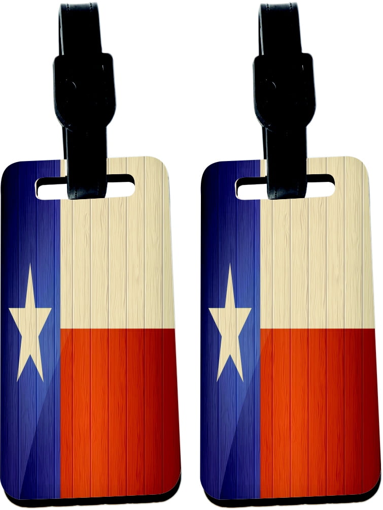 Hardboard Luggage Identifier Tags with Strap - Texas Flag on Wood ...
