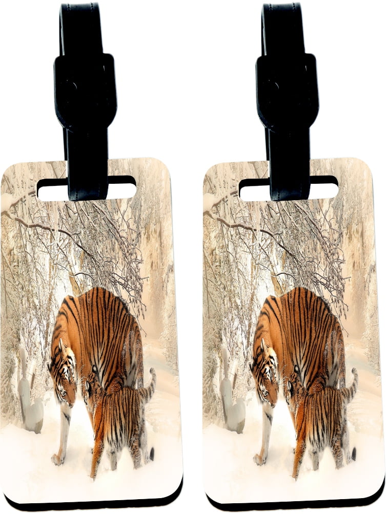 Hardboard Luggage Identifier Tags with Strap - Tiger and Tiger Cub on ...