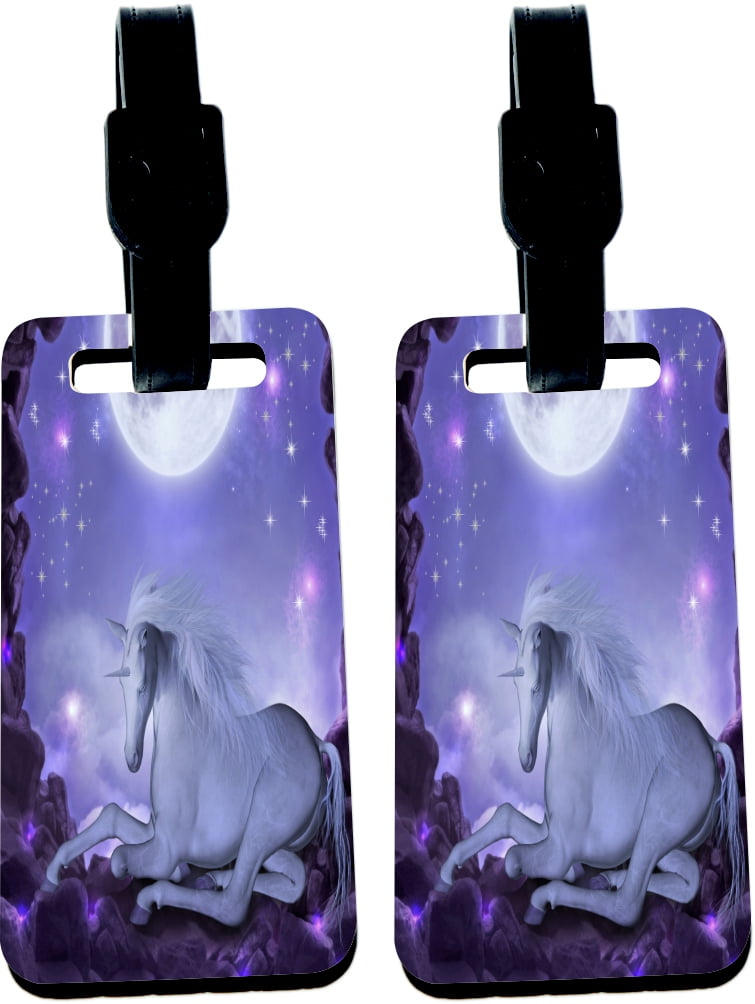 Hardboard Luggage Identifier Tags with Strap - Unicorn laying under ...