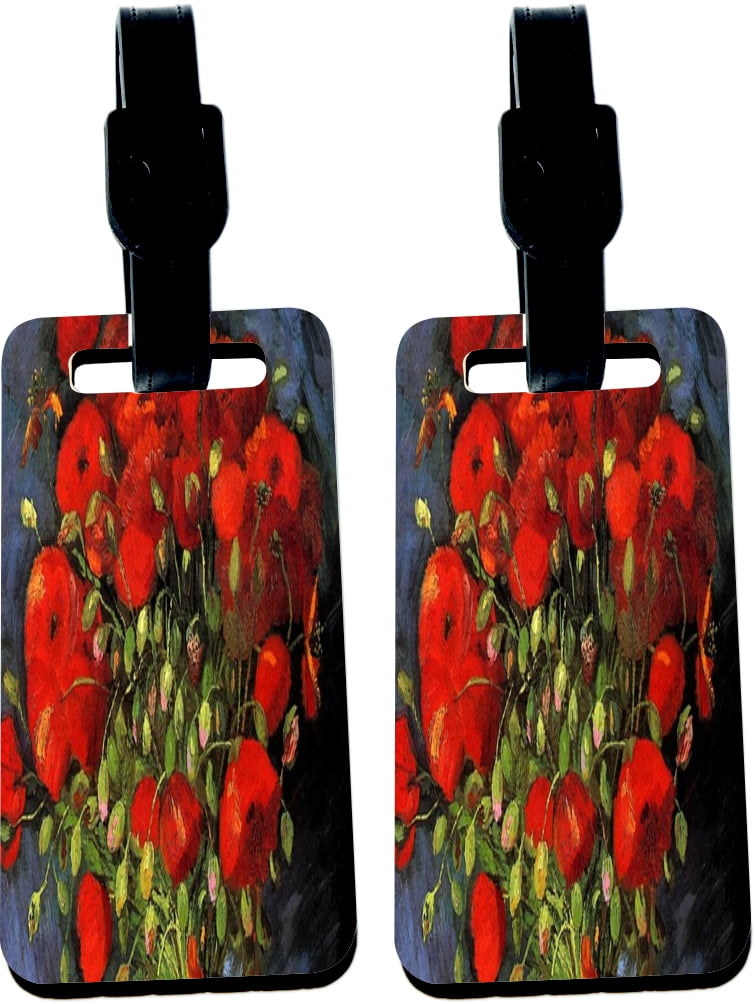 Hardboard Luggage Identifier Tags with Strap - Van Gogh Pop Art Red ...