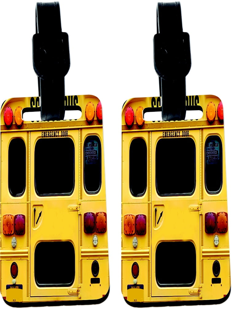 Hardboard Luggage Identifier Tags with Strap - Yellow School Bus Rear ...