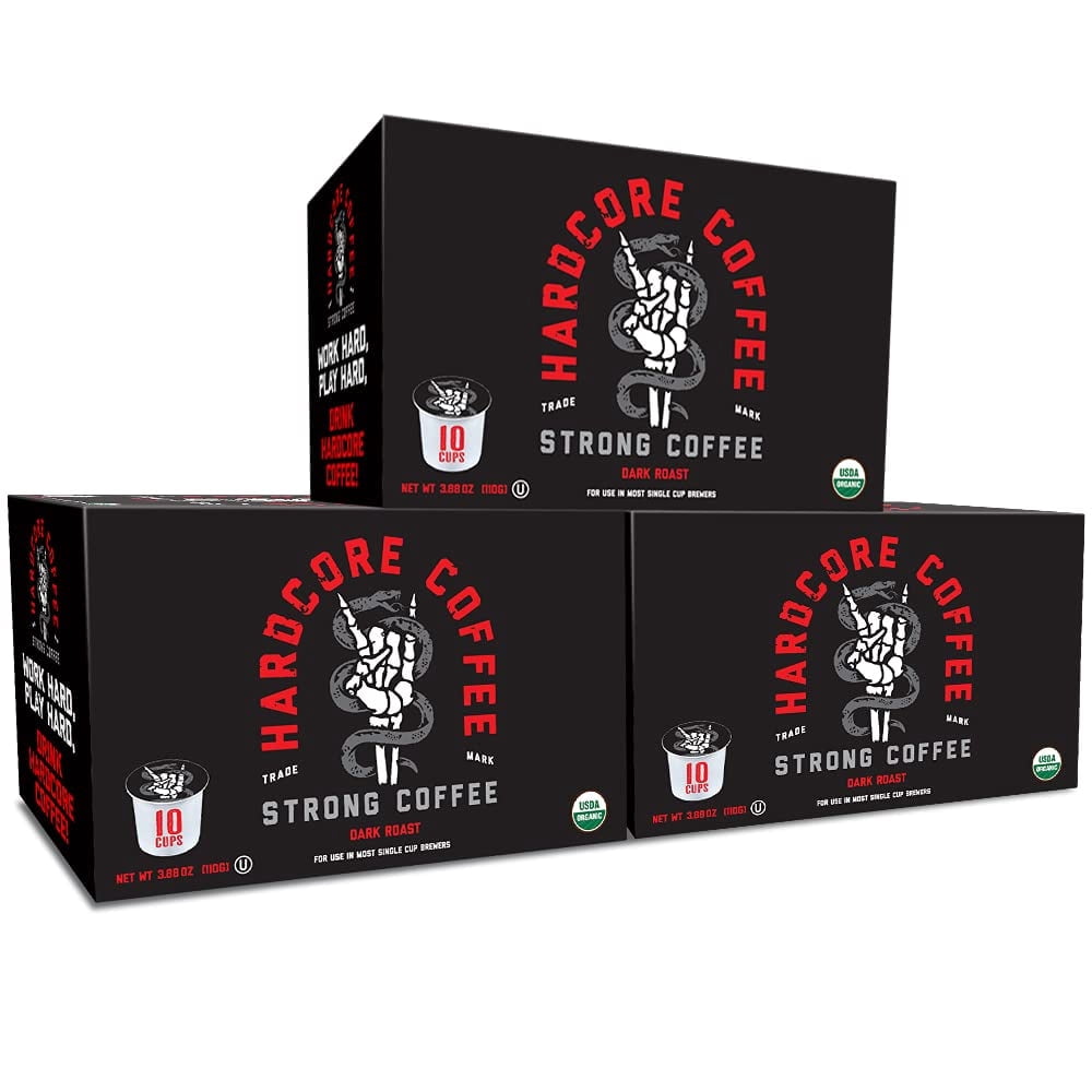 Hardcore Coffee, Organic, Highly Caffeinated, Single Serve Coffee Pods ...