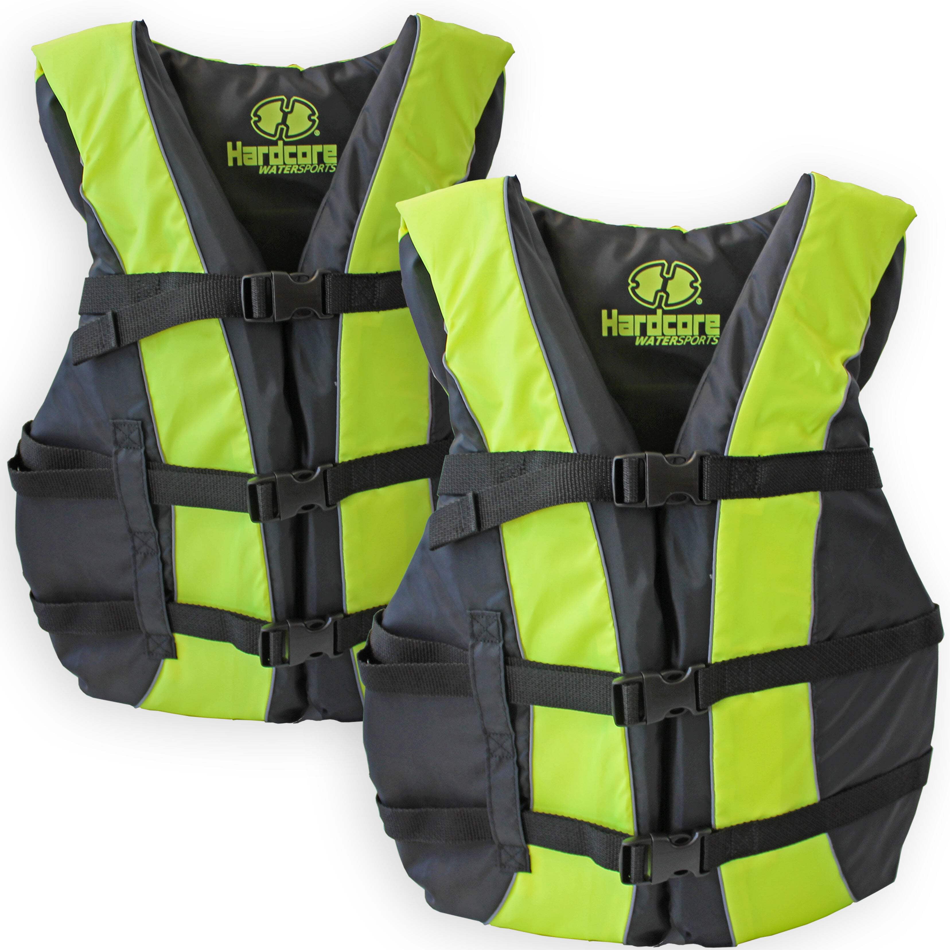 Hardcore Water Sports USCG Type III Adult Life Jacket, Neon Yellow, 2 ...