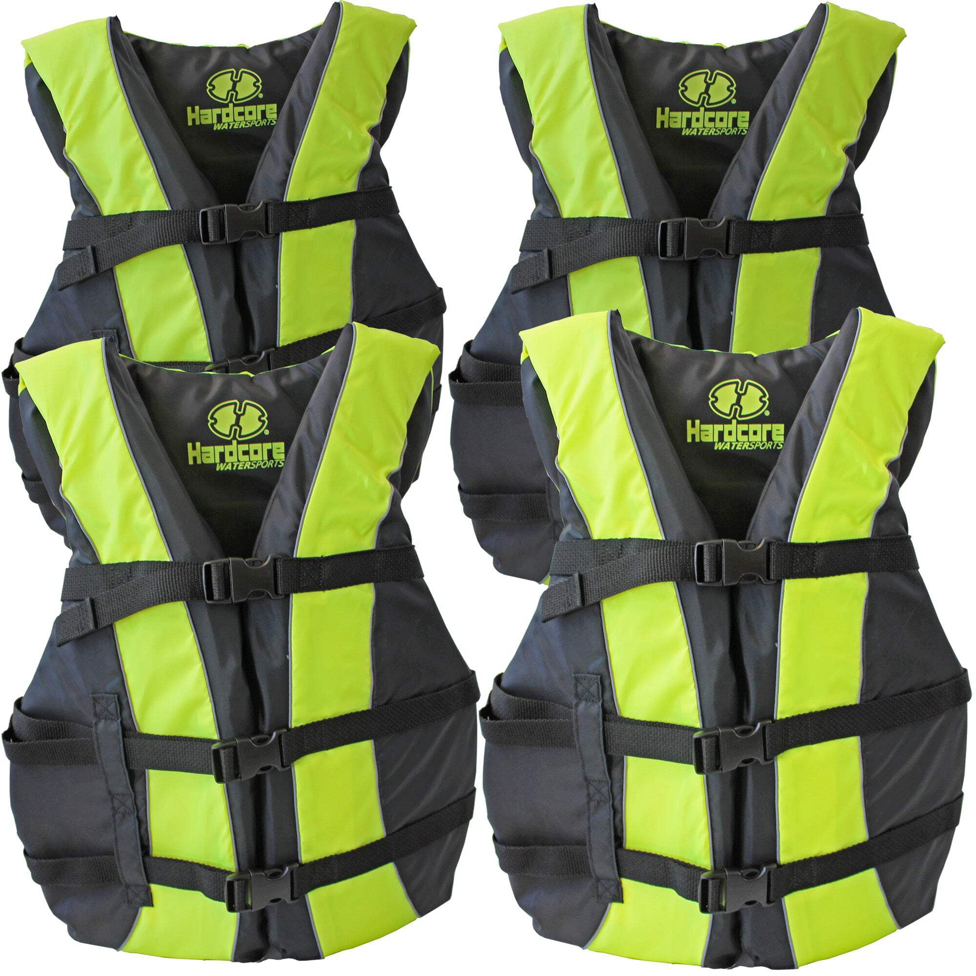 Hardcore Water Sports Adult Universal Life Jacket 4 Pack, Boating ...