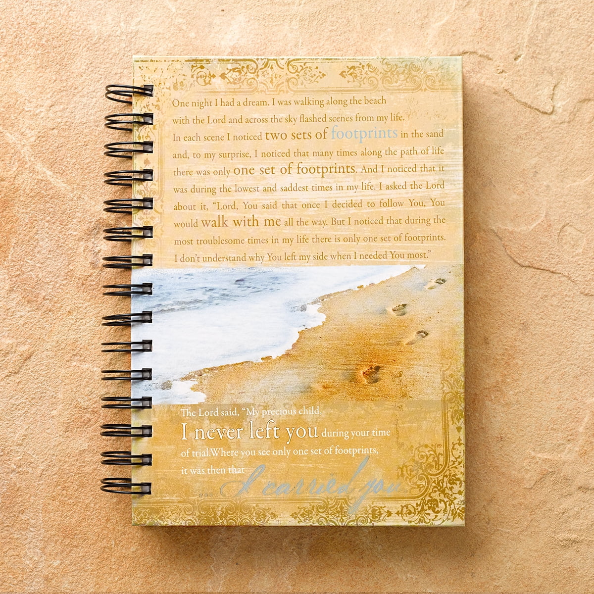 Hardcover Journal Footprints In The Sand Poem Beach Inspirational Wire ...