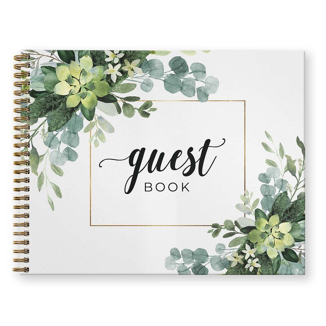 Hardcover Lush Greenery Wedding Guestbook / 120 Lined Guest Signature ...