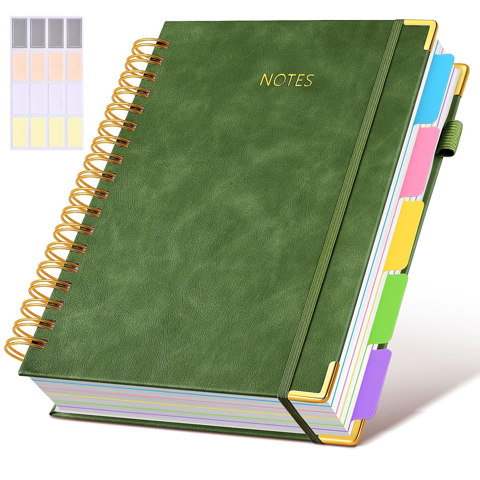Hardcover Spiral-Bound Diary Notebook with Removable Divider Tabs 300 ...