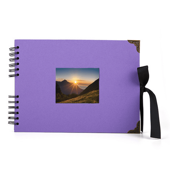 Hardcover Spiral Photo Album with Window, Scrapbook Memory Book with ...
