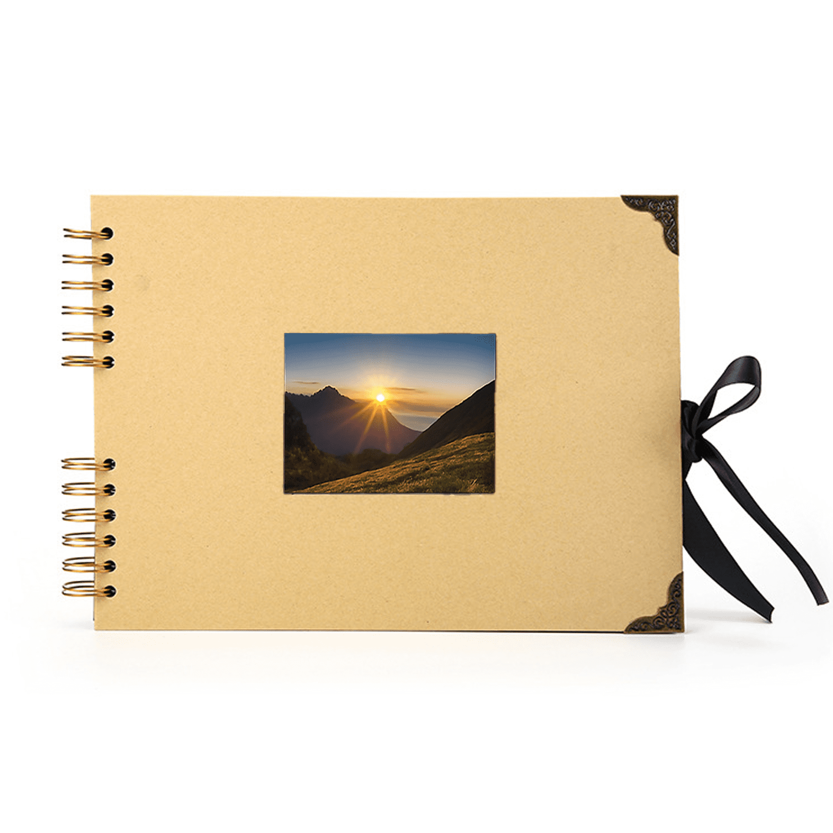 Hardcover Spiral Photo Album with Window, Scrapbook Memory Book with ...