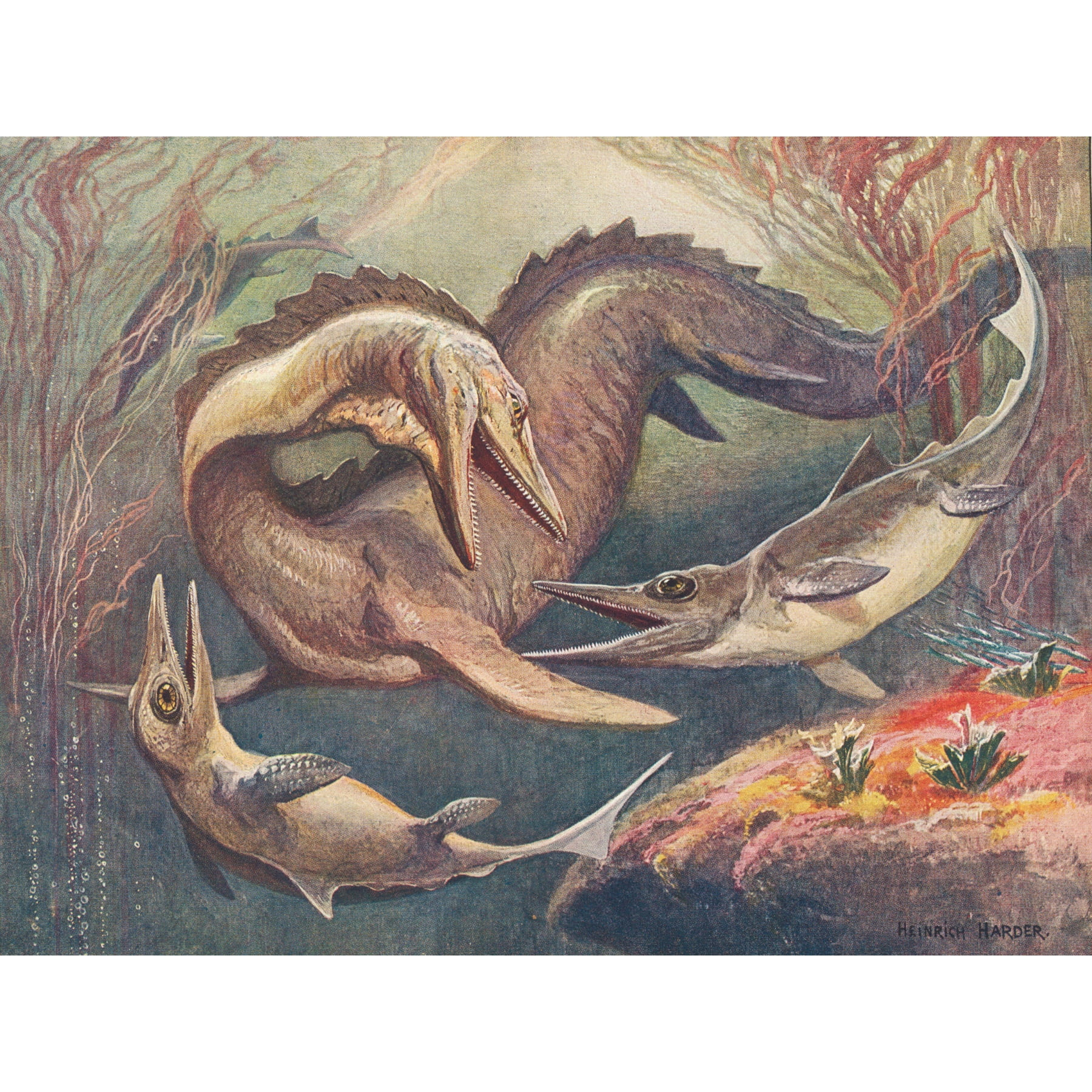 Harder Mosasaurus Ichthyosaurs Prehistoric Marine Painting Extra Large ...