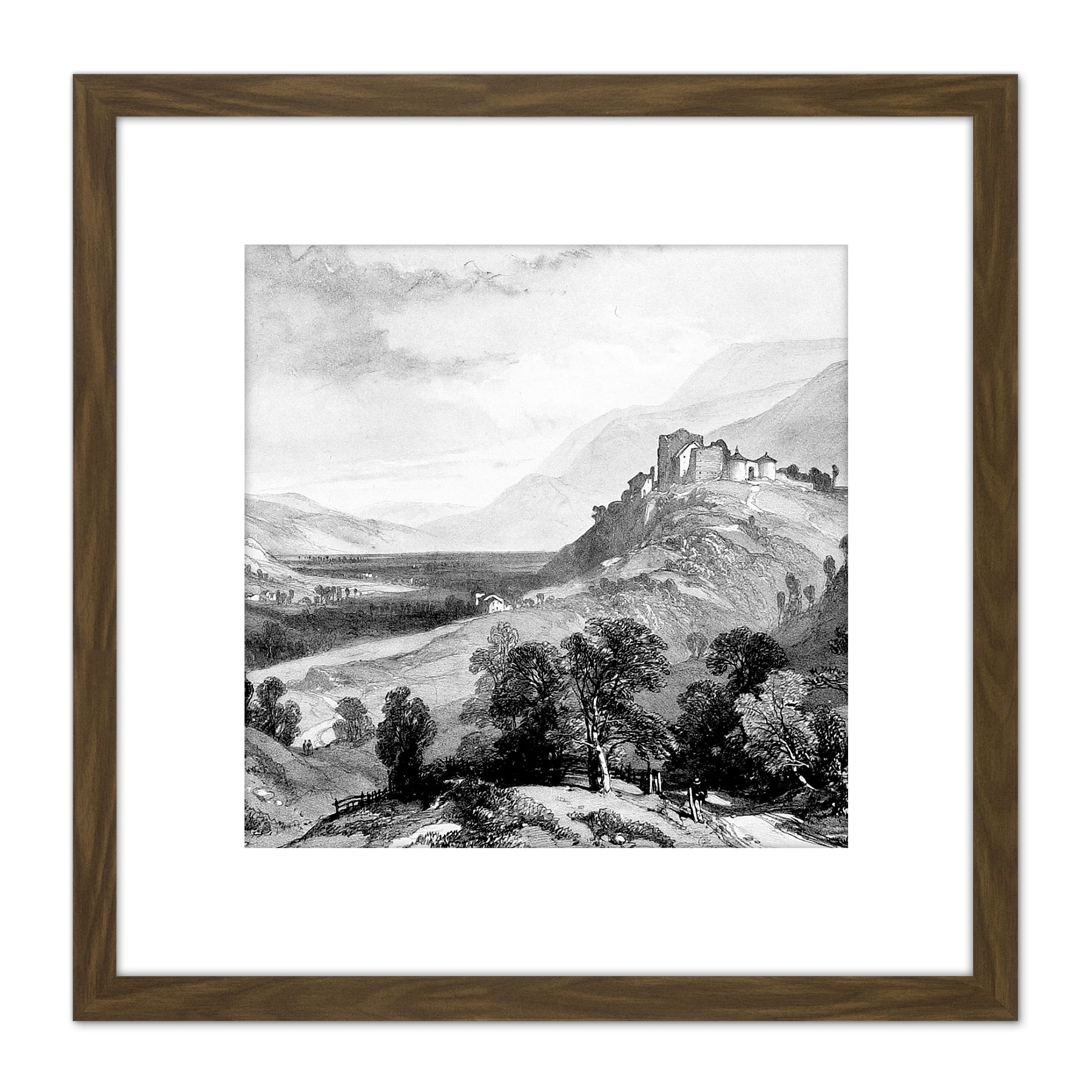 Harding Pontcharra Castle Bayard Landscape Drawing 8X8 Inch Square ...