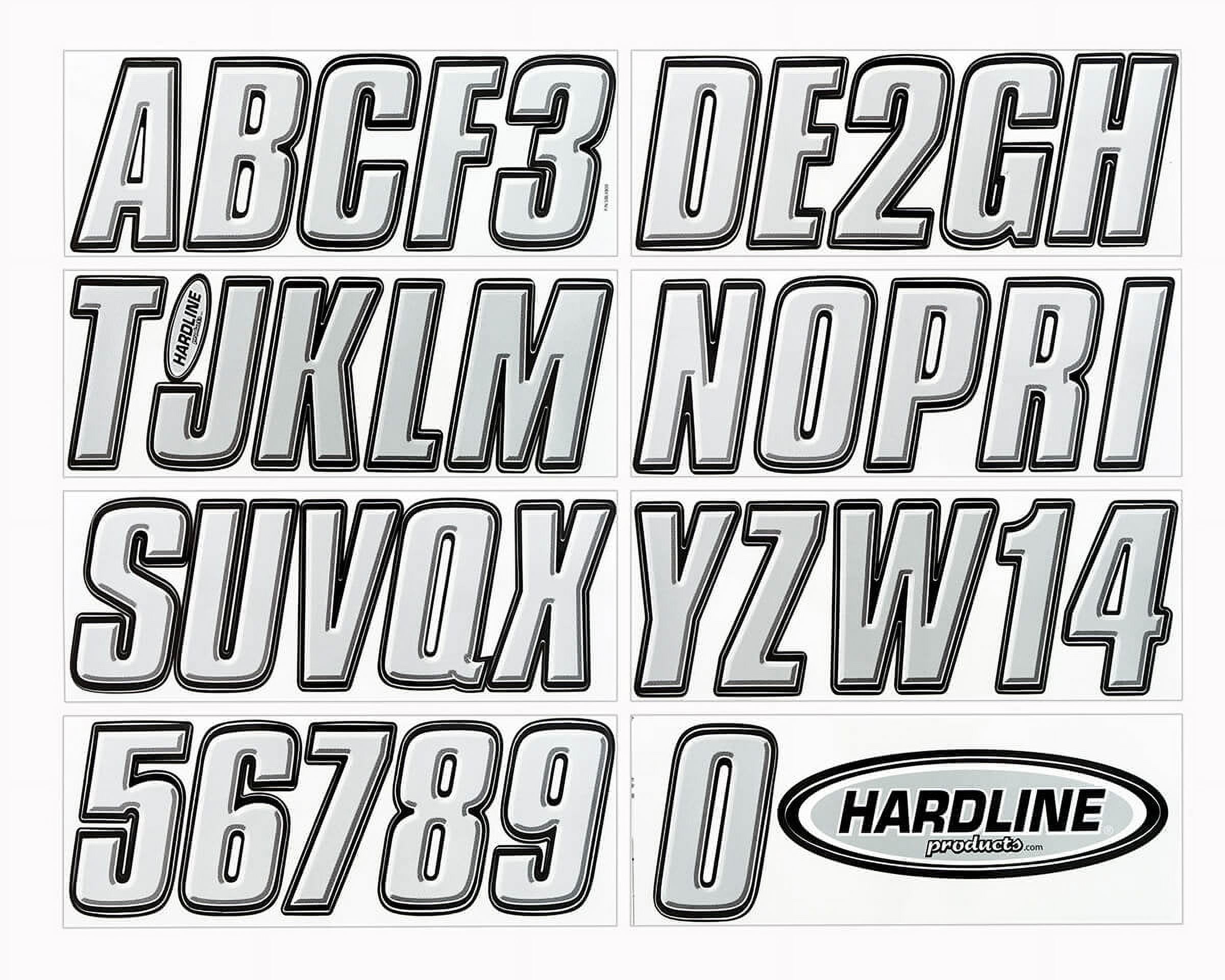 Hardline Products, Boat Registration Number Kit, 3 Inch, Silver/Black ...