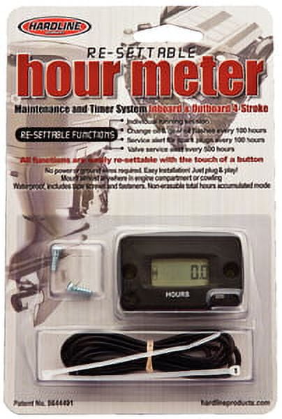 Hardline Re-Settable Hour Meter for Outboard and Inboard Engines ...