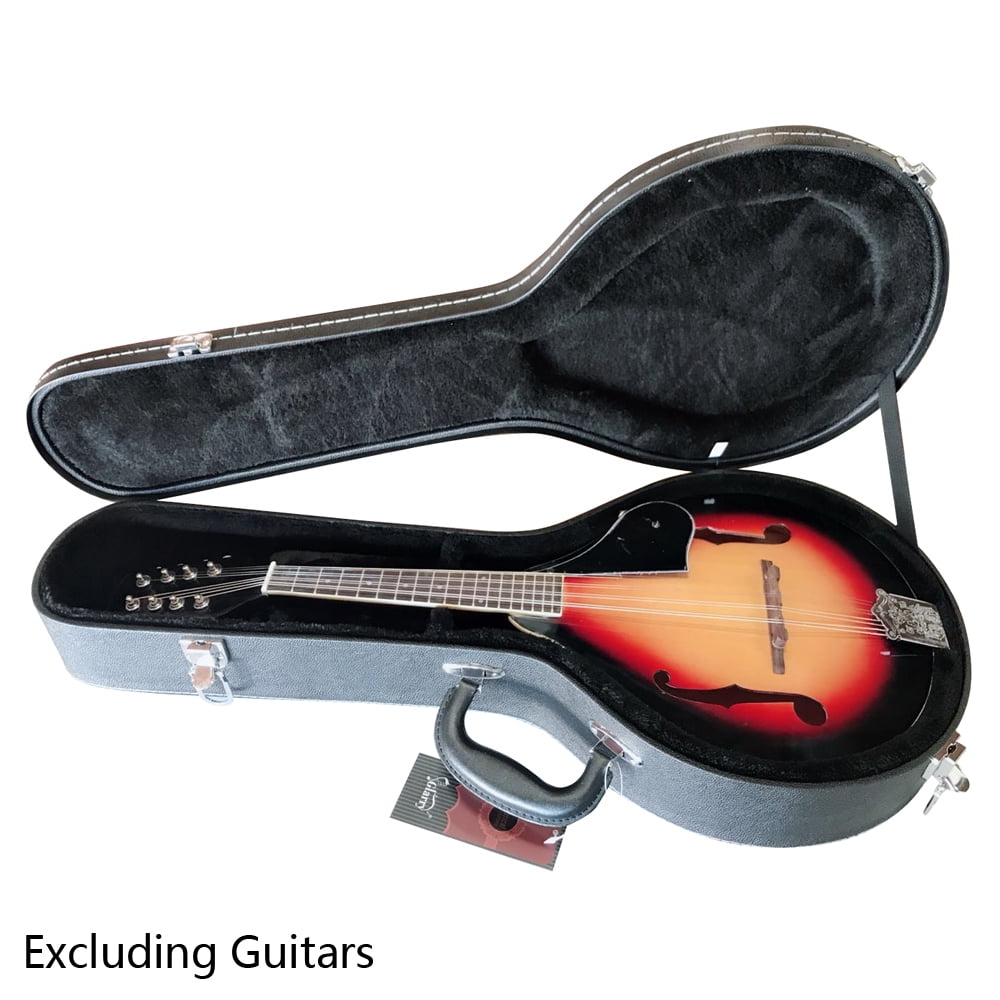 Hardshell A-Style Microgroove Pattern Leather Wood Mandolin Case, Black ...