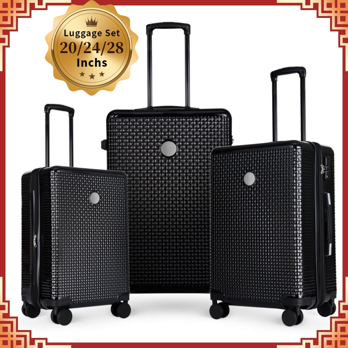 Hardshell Luggage Sets 3 Piece, Expandable 20% ABS+PC Suitcases Set with Spinner Wheels ...