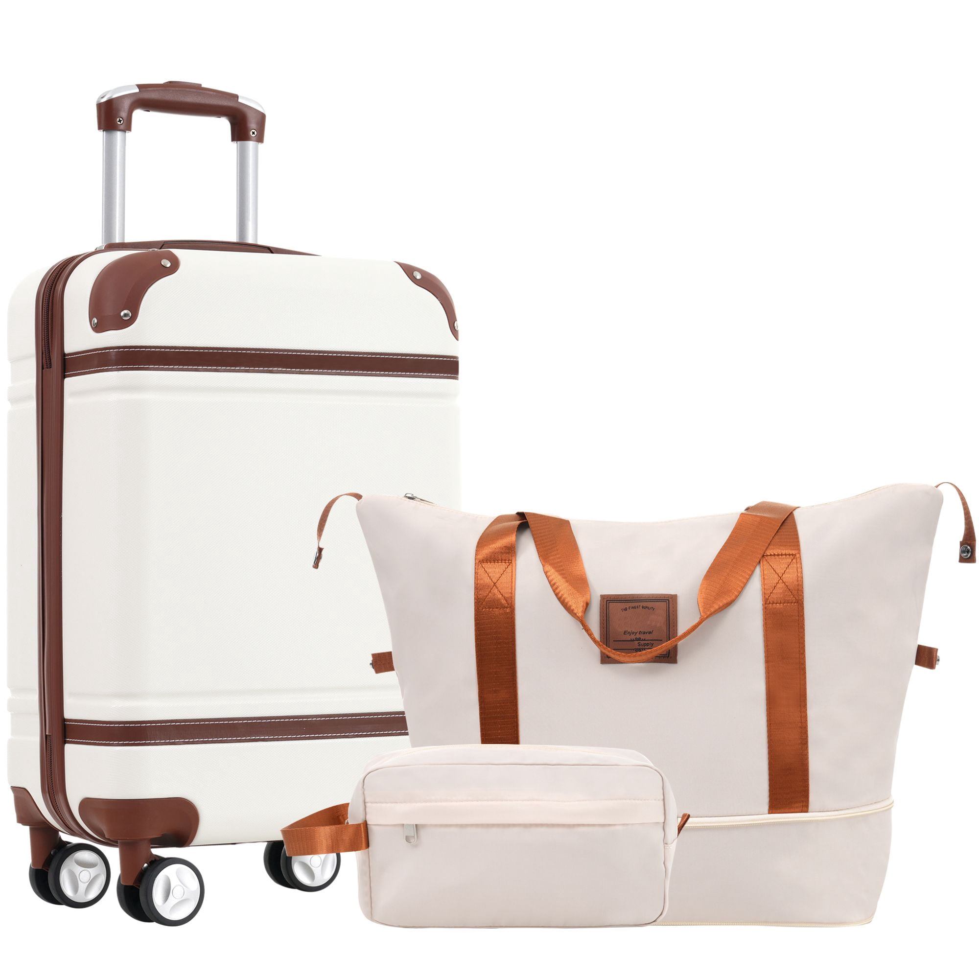 Hardshell Luggage Sets with Bags Carry-on Suitcase Double Spinner ...