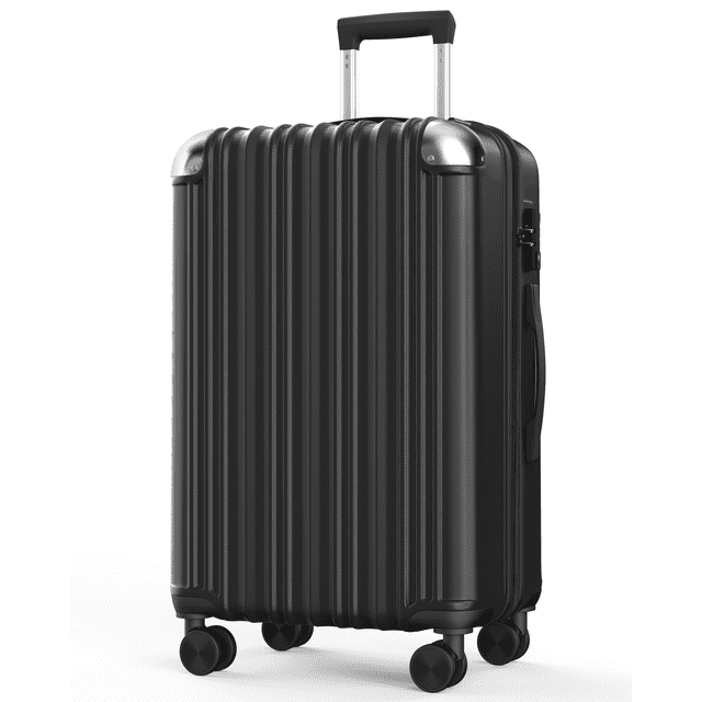 Hardside Expandable Spinner Luggage, 24" Checked Suitcase, Black ...