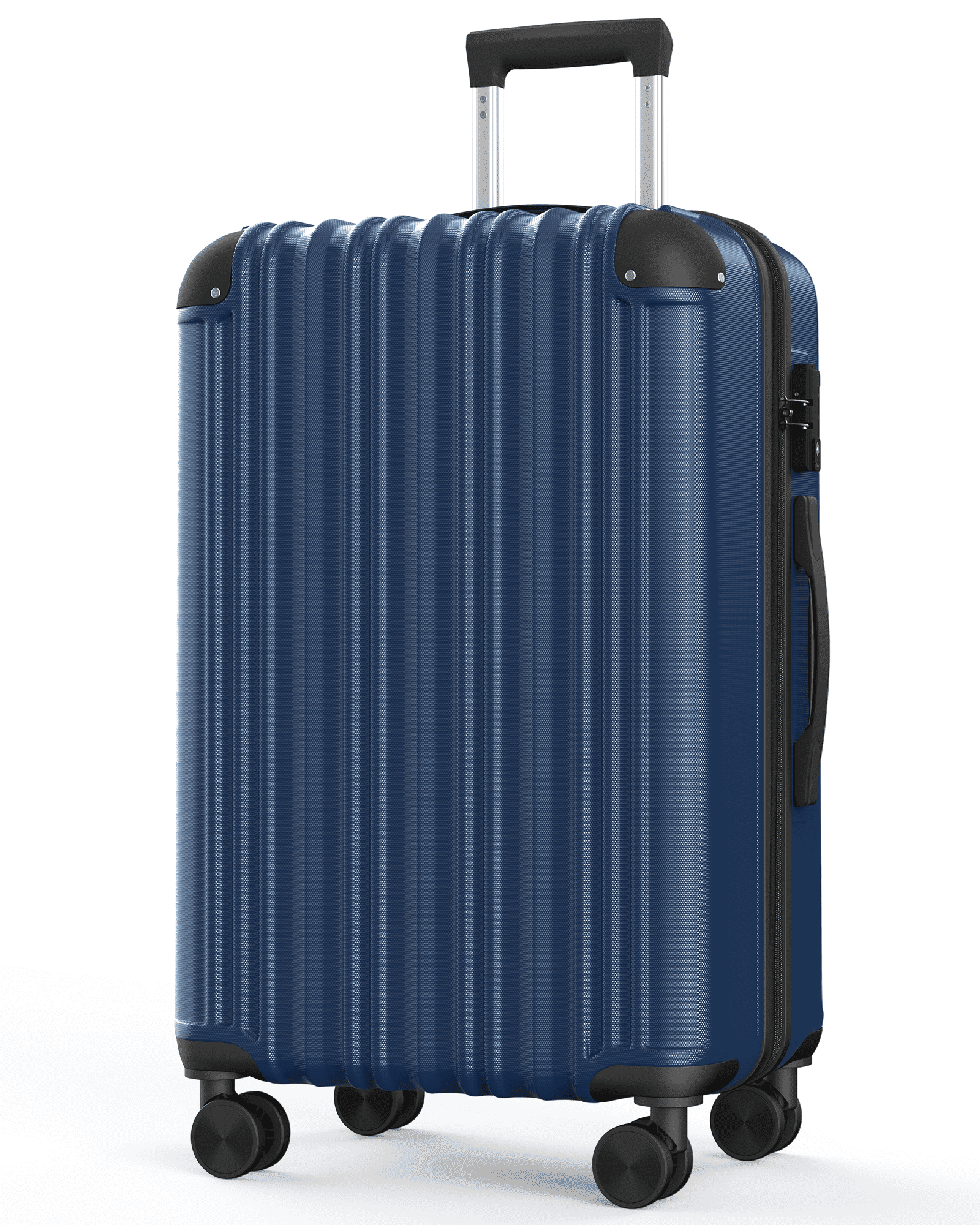 Hardside Expandable Spinner Luggage, 24" Checked Suitcase, Navy Blue ...