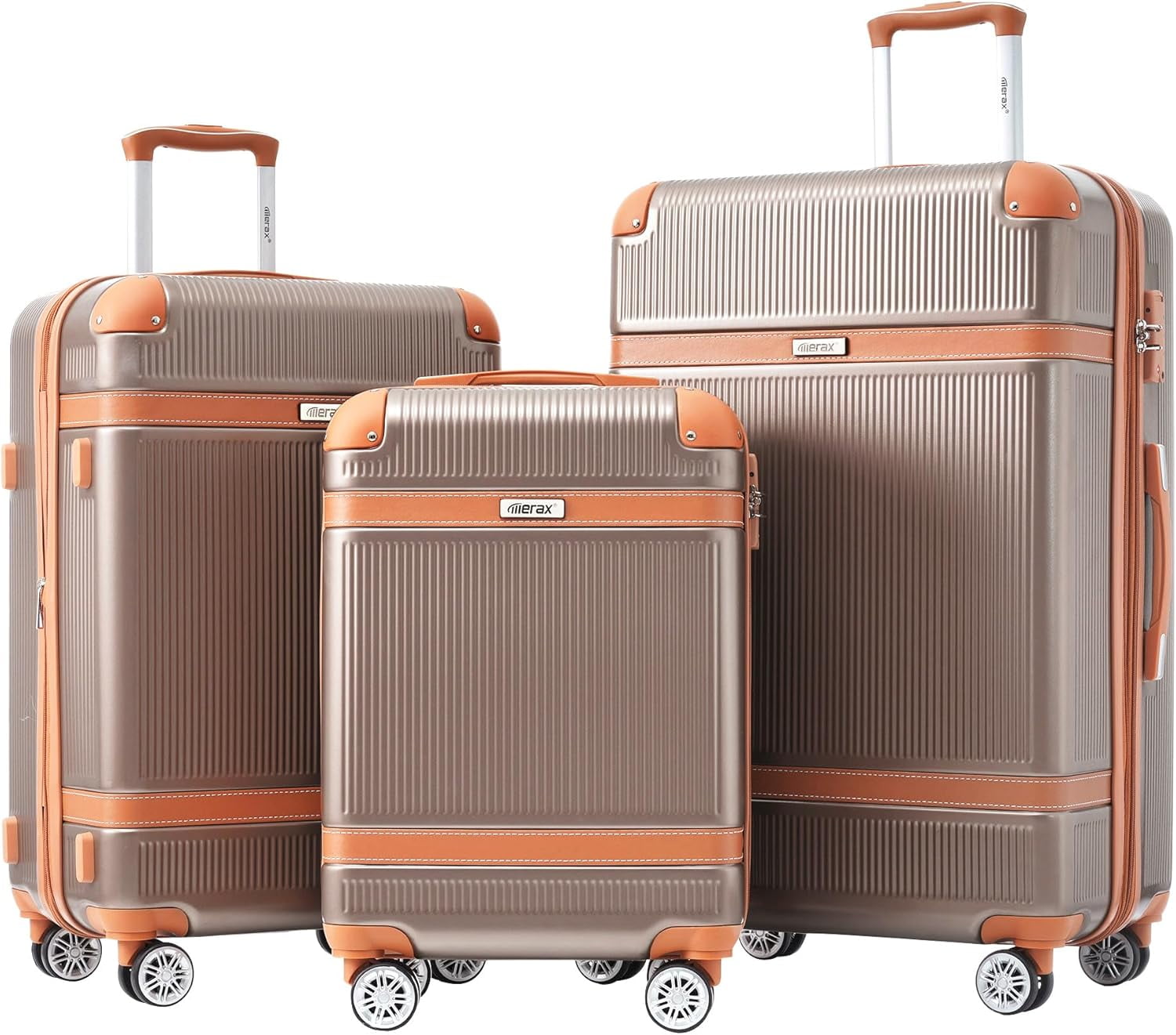 Hardside Rugged Travel Suitcase Luggage with 8 Spinner Wheels ...